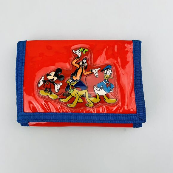 Disney | Bags | Vintage Disneyland Wallet Mickey Goofy Donald Pluto Red ...